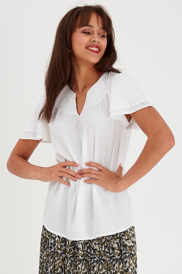 Fransa Blouse With Short Sleeve White Shop White Blouse With Short
